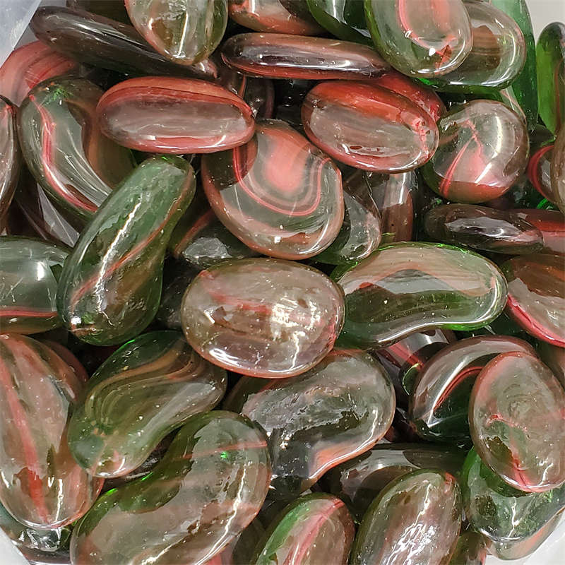 Festive Glass Pebbles – Red and Green Decorative Glass Stones - Bloom Stone