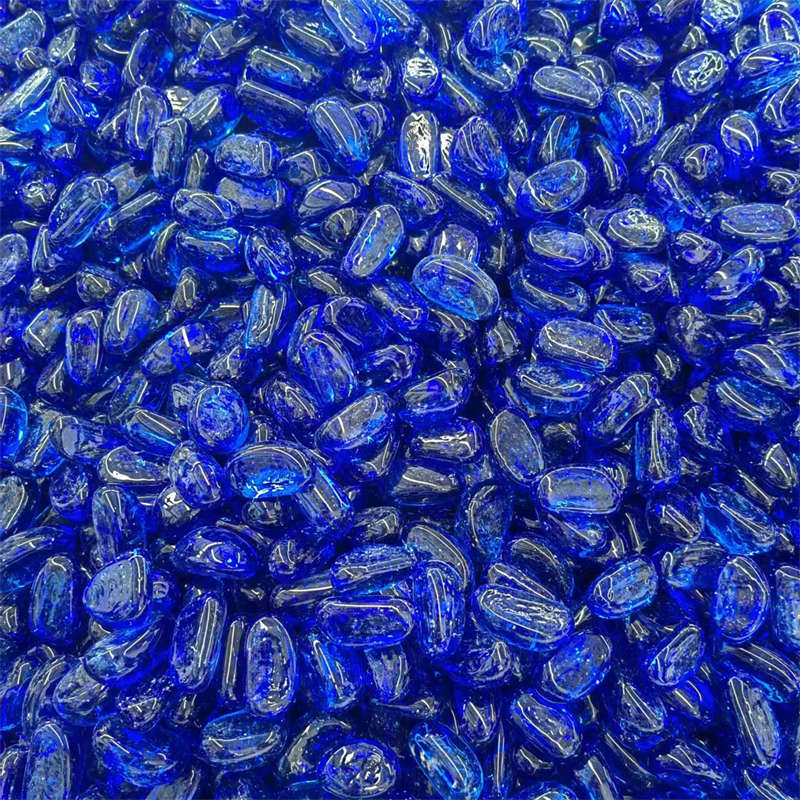 Light Cobalt Blue Glass Cashew – Soft Hue, Unique Form – Bloom Stone