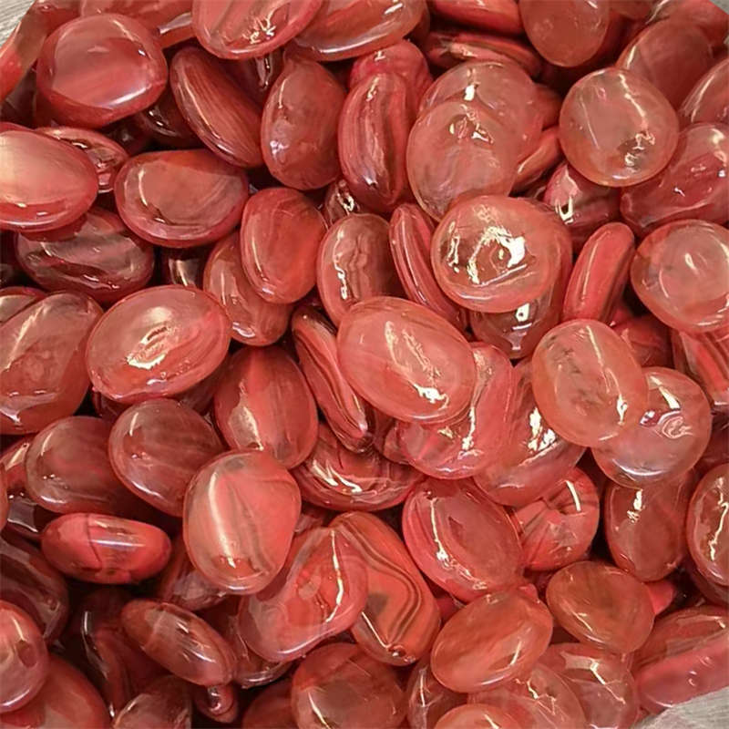 Sunset Glow Decorative Glass Pebbles – Transparent & Orange-Red Accent ...