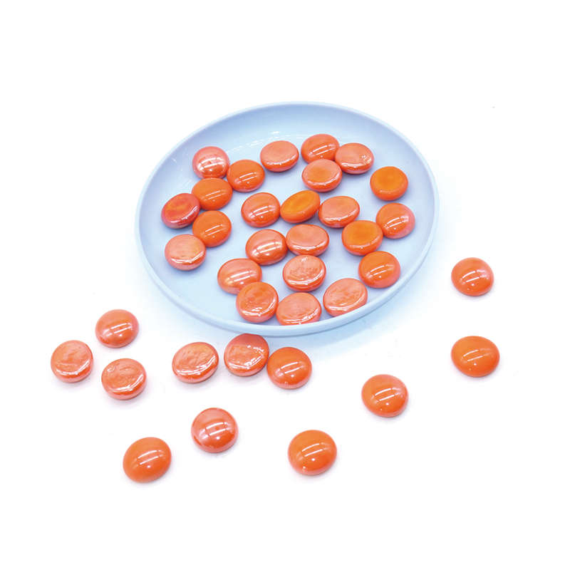 Orange Glass Gems – 17–19mm Flat Glass Beads – Bloom Stone